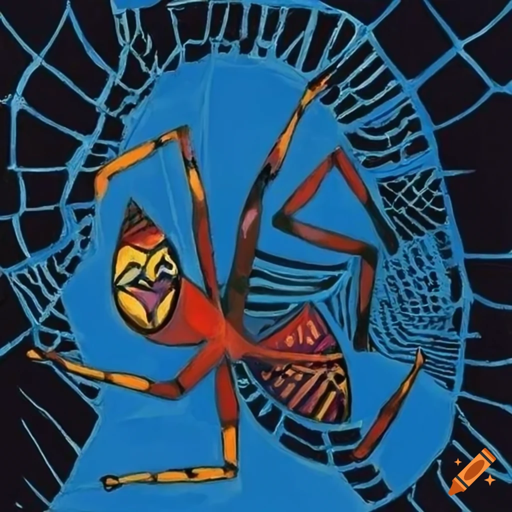 Artistic interpretation of a spider in a web