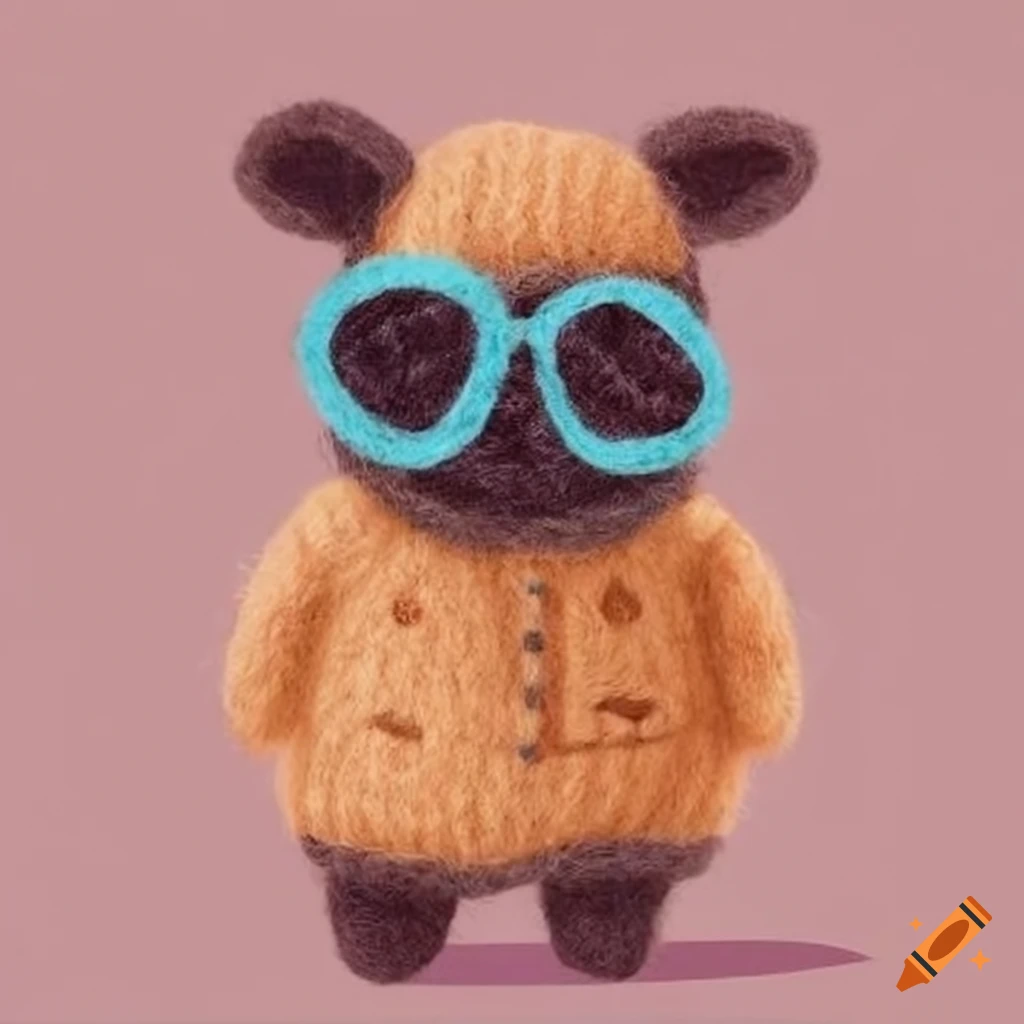 Felted wool animals in stylish outfits on Craiyon