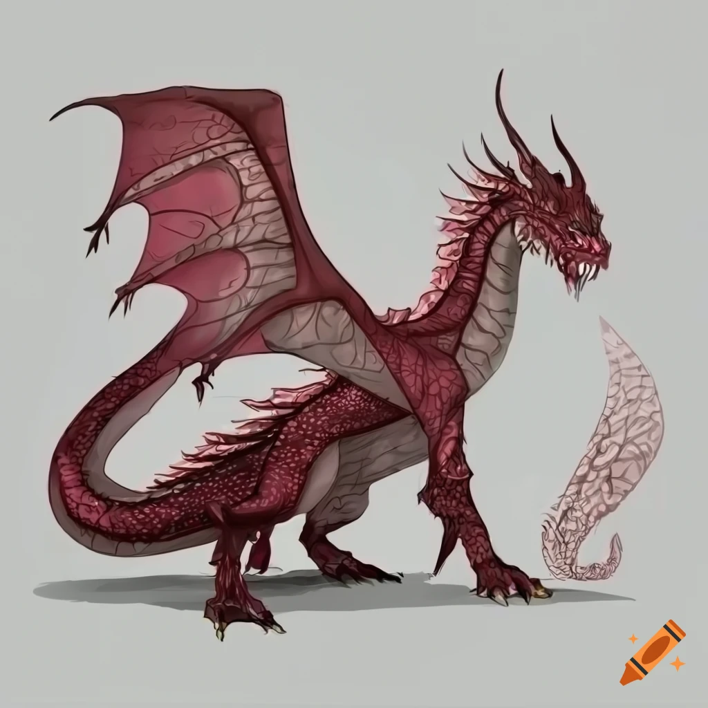 Detailed side view of a dragon with wings and four legs on Craiyon