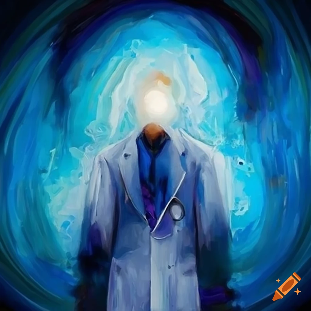 Abstract art of a kind doctor in a white coat on Craiyon