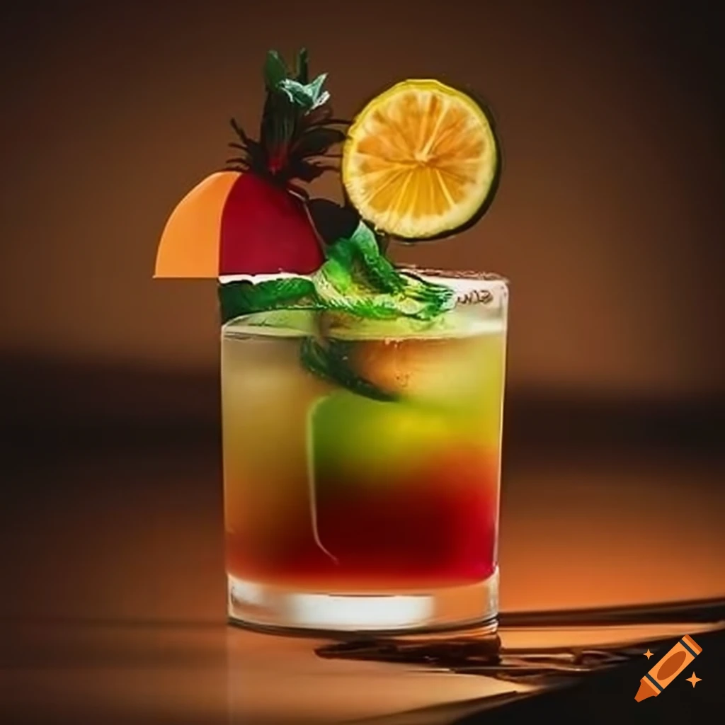 Tropical cocktail with vibrant colors on Craiyon