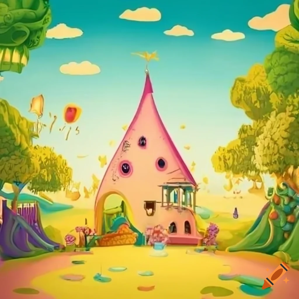 Whimsical playground background for a children's storybook on Craiyon