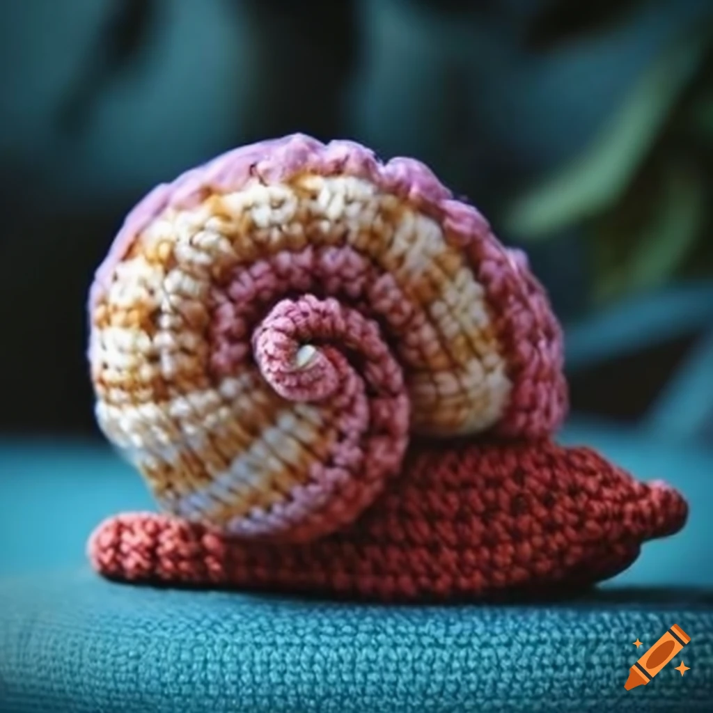 Crocheted sea snail shell on Craiyon