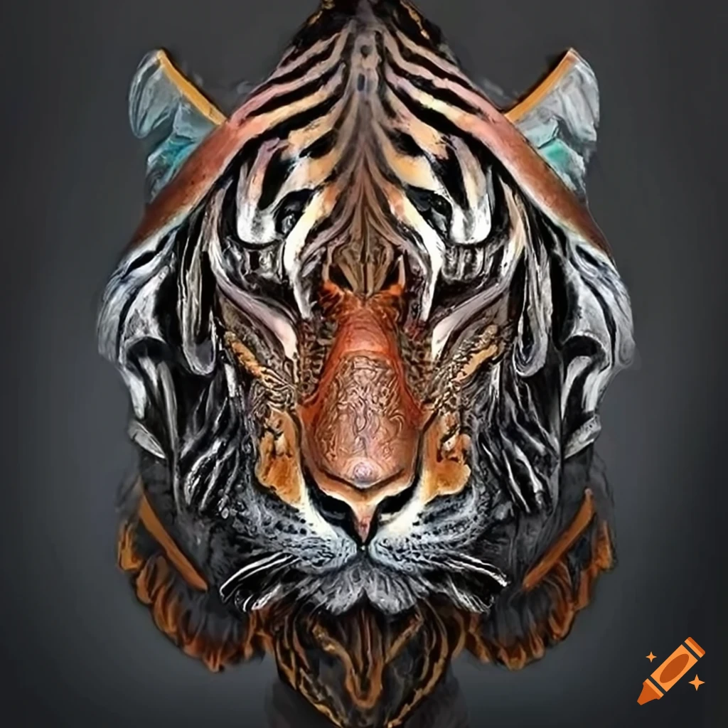 Detailed tiger carving artwork