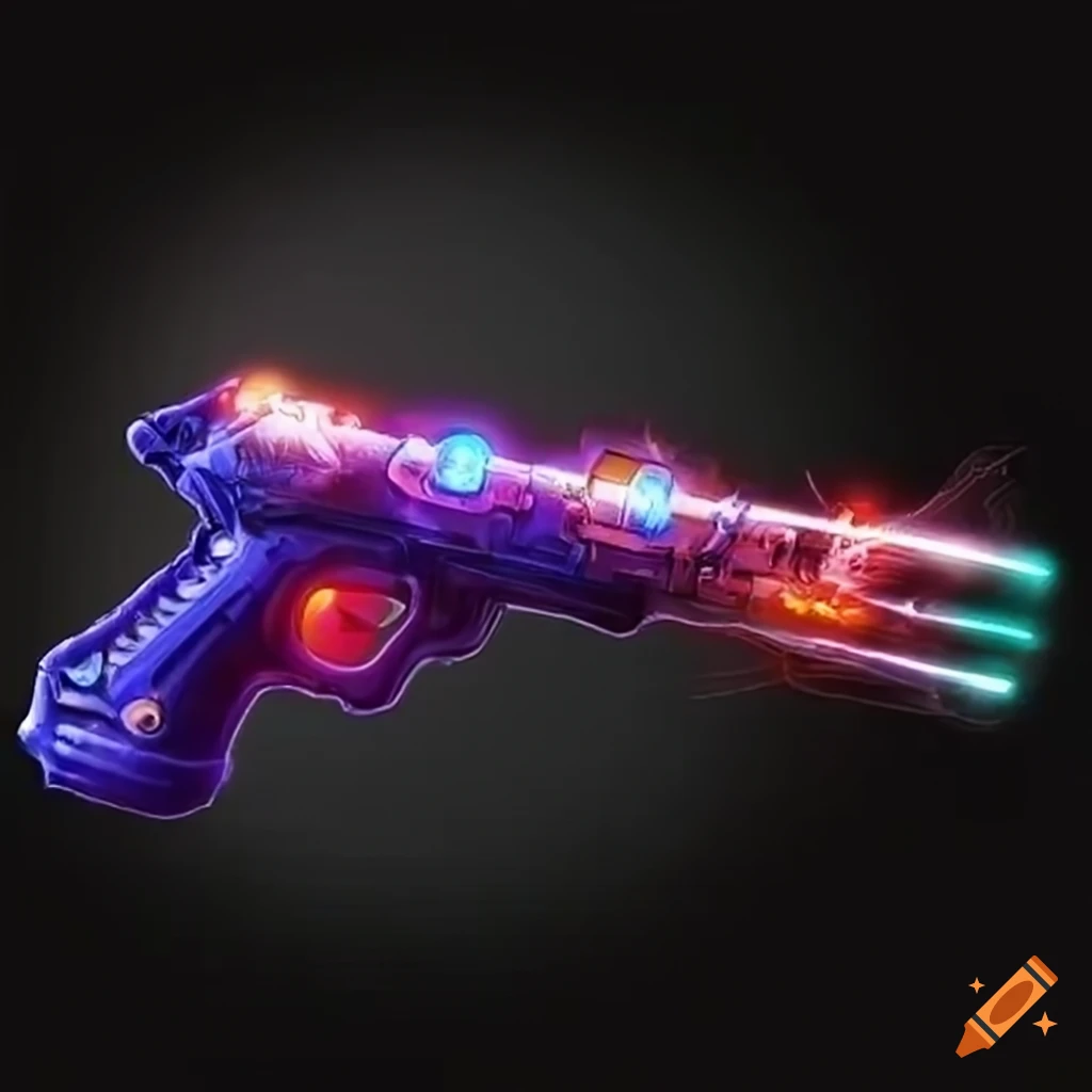 Digital art of a magical gun on Craiyon