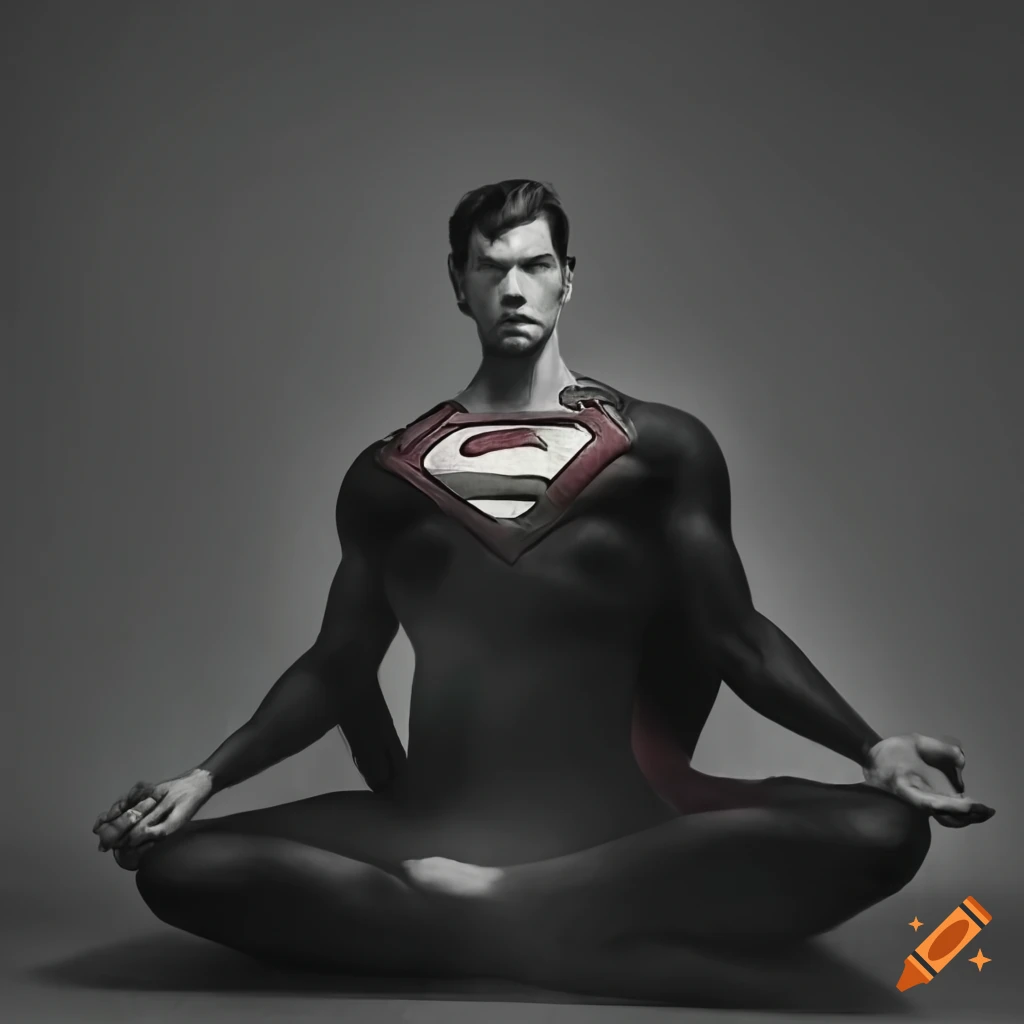Superman in meditation pose on Craiyon