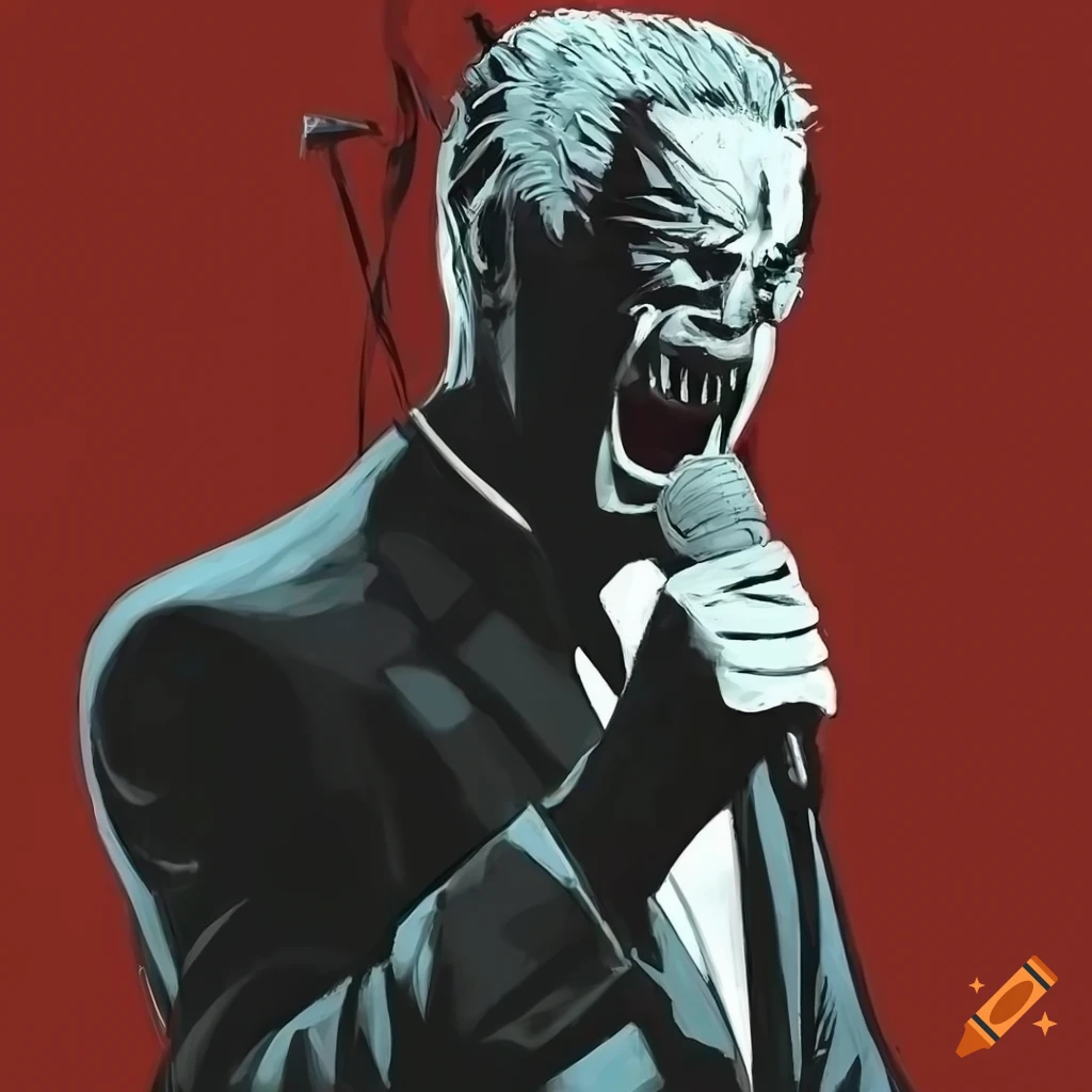 Abstract art of a man singing with a microphone on Craiyon