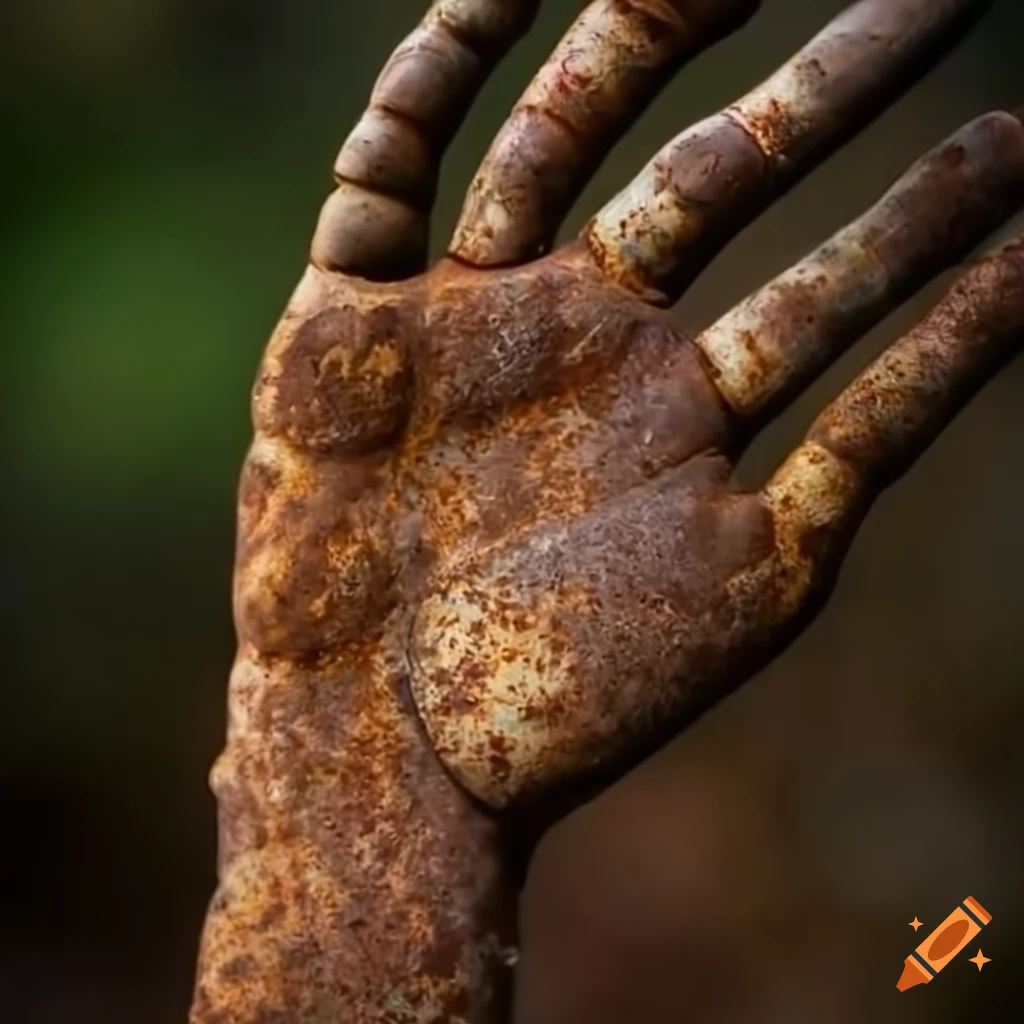 Rusty hand sculpture on Craiyon