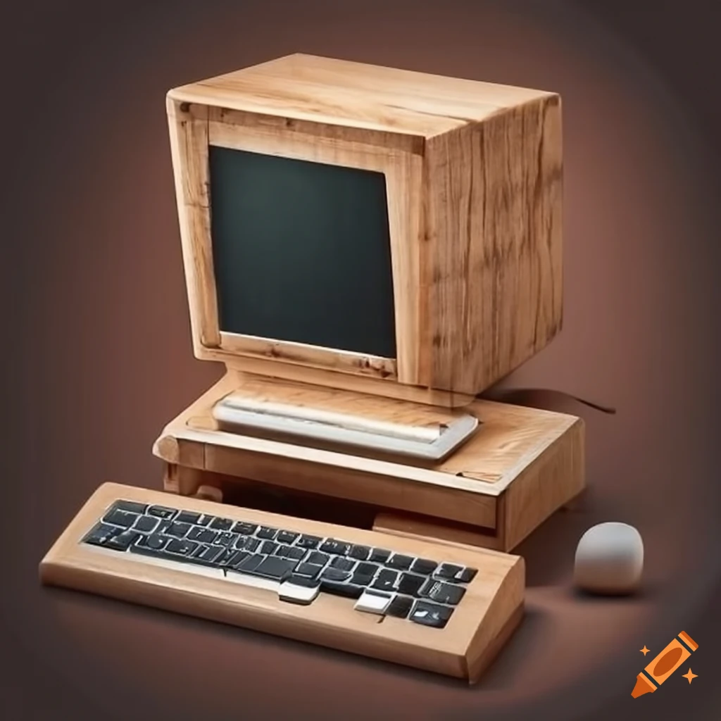 Wooden computer desk on Craiyon