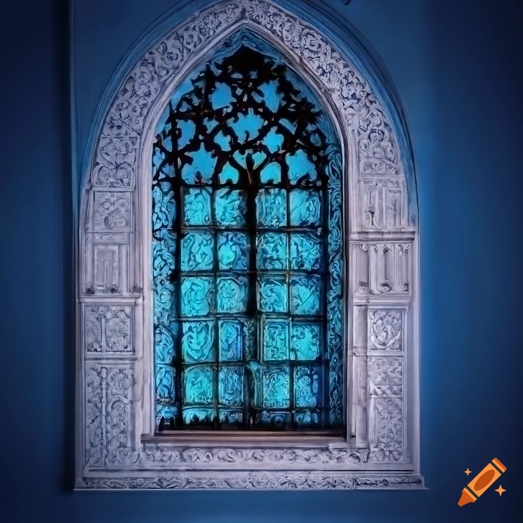 Bluebaroque gothic window in islamic style on Craiyon
