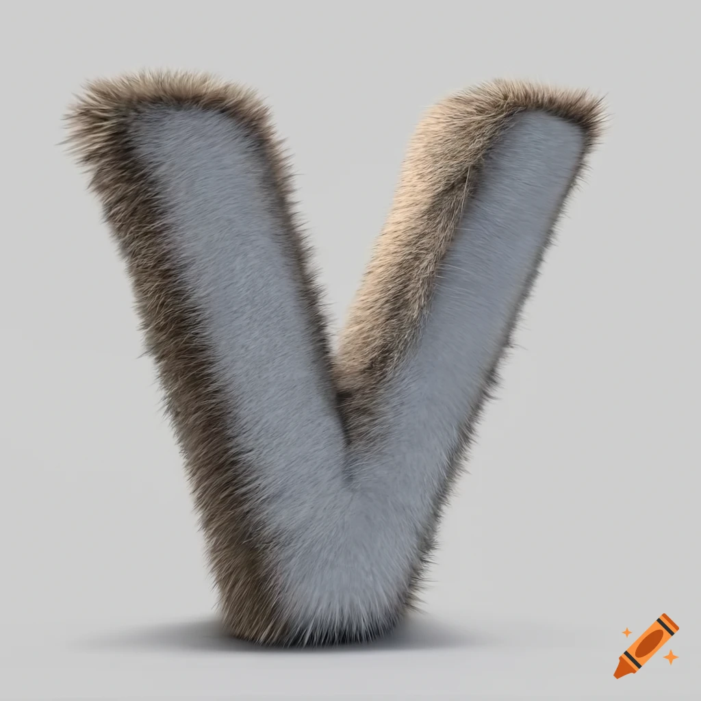 Realistic 3d render of letter "f" made with dog fur