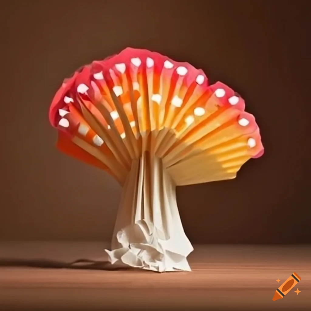 Vibrant paper fan mushroom growing on Craiyon