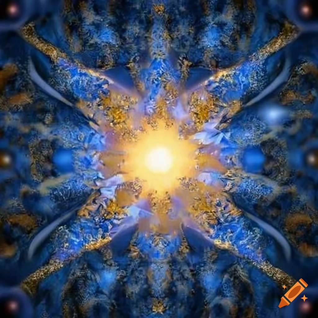 Bright blue and gold sun star texture on Craiyon