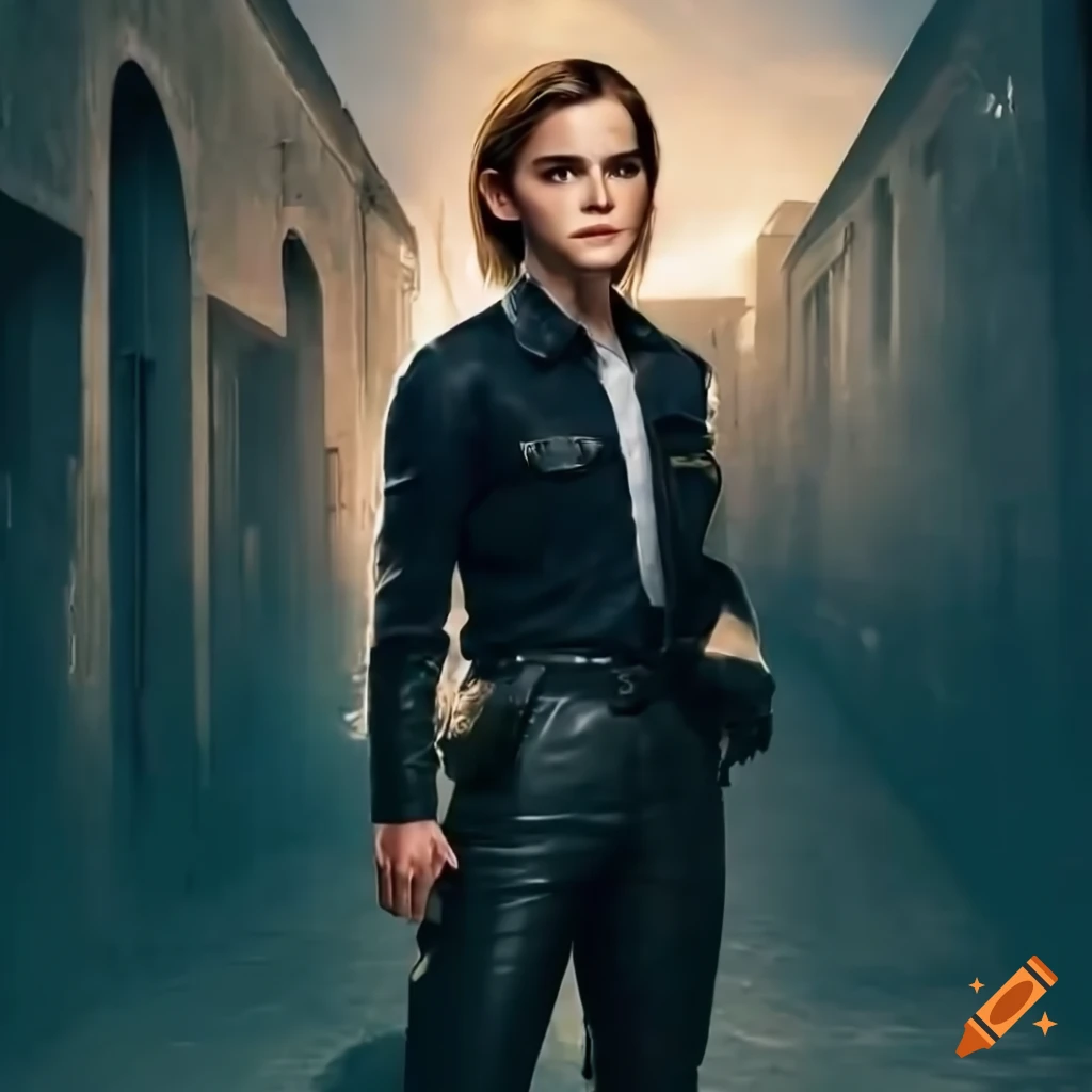 Hyperrealistic police photograph of Emma Watson as a police officer on ...
