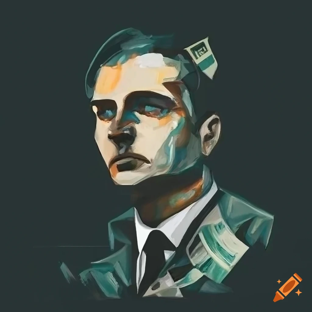 Abstract art with a man and money