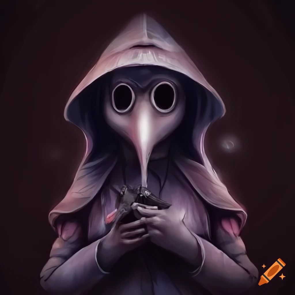 Illustration of a cute female plague doctor