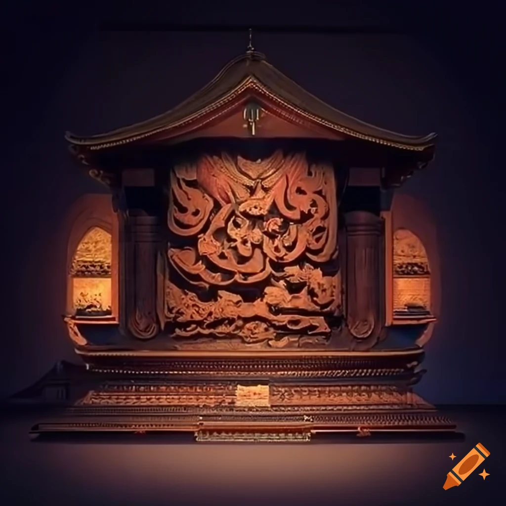 High-definition architectural stave carving with moth motif