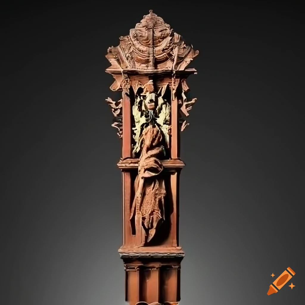 Detailed carving with 'armored core' motif on Craiyon