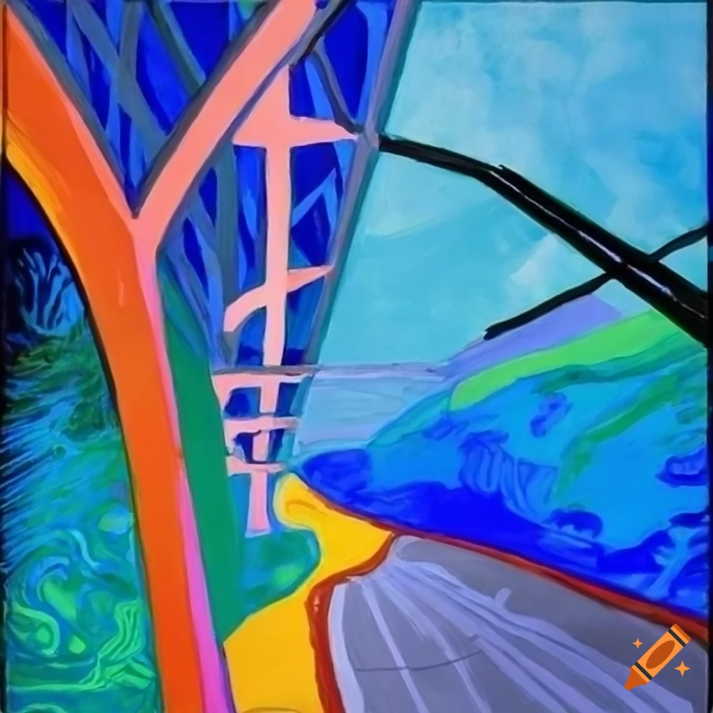 Bridge in blue chalk sketch on Craiyon