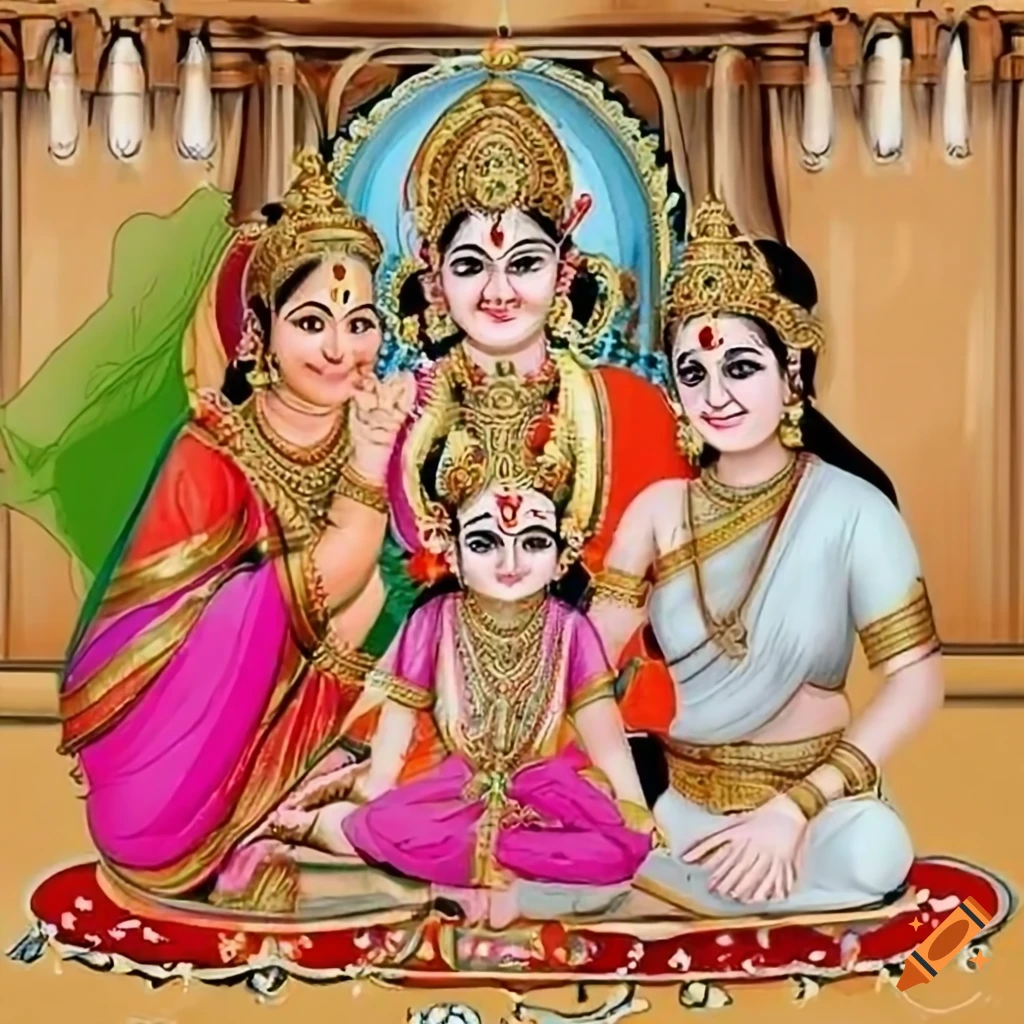 Indian hindu family portrait