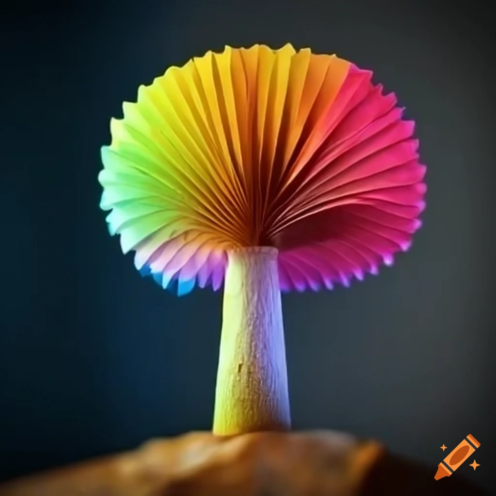 Vibrant paper fan mushroom growing on Craiyon