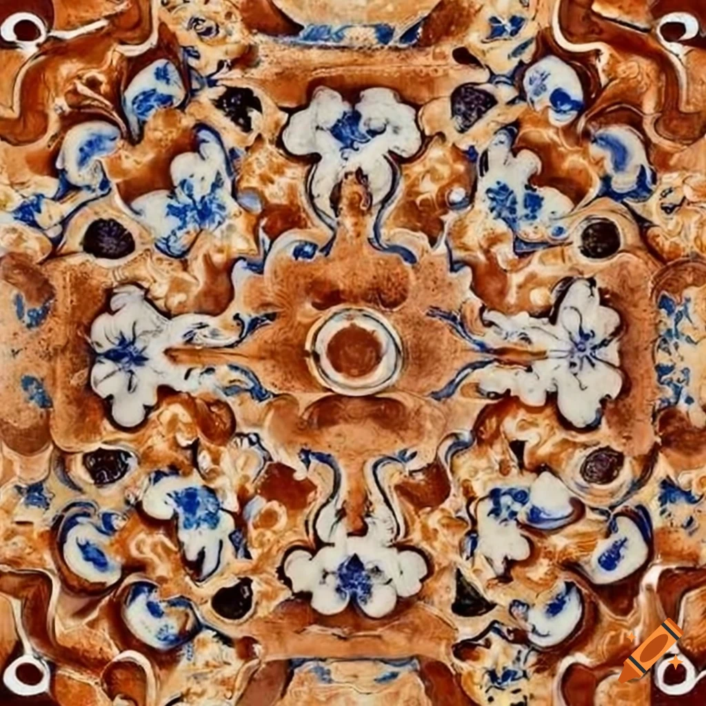 Elegant chinese tiles with cosmic elements on Craiyon