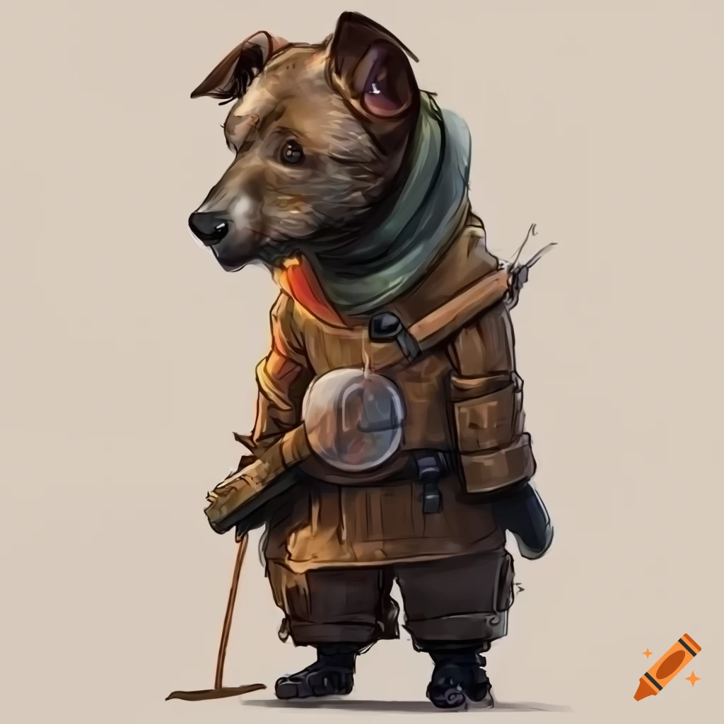 Funny image of a dog in a rpg barrel on Craiyon