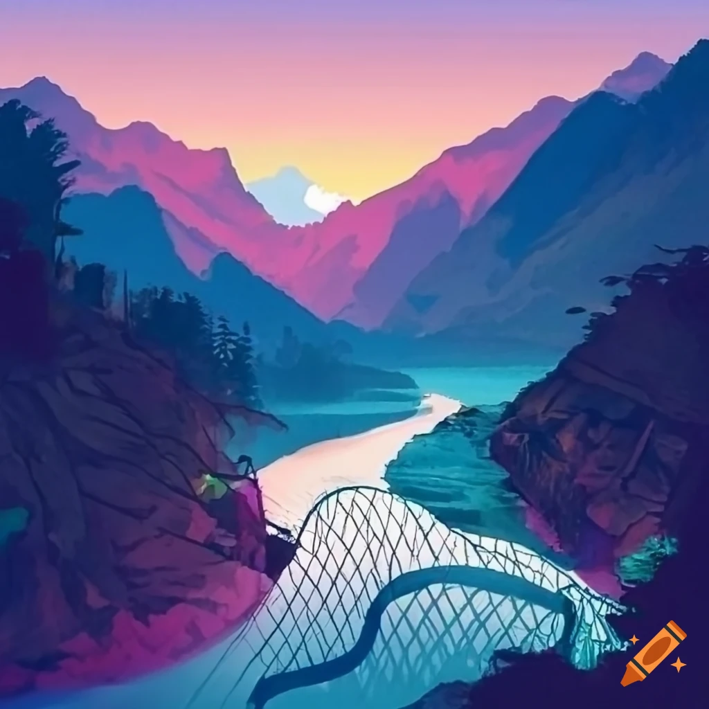 River and bridge in paletwa, chin state, myanmar