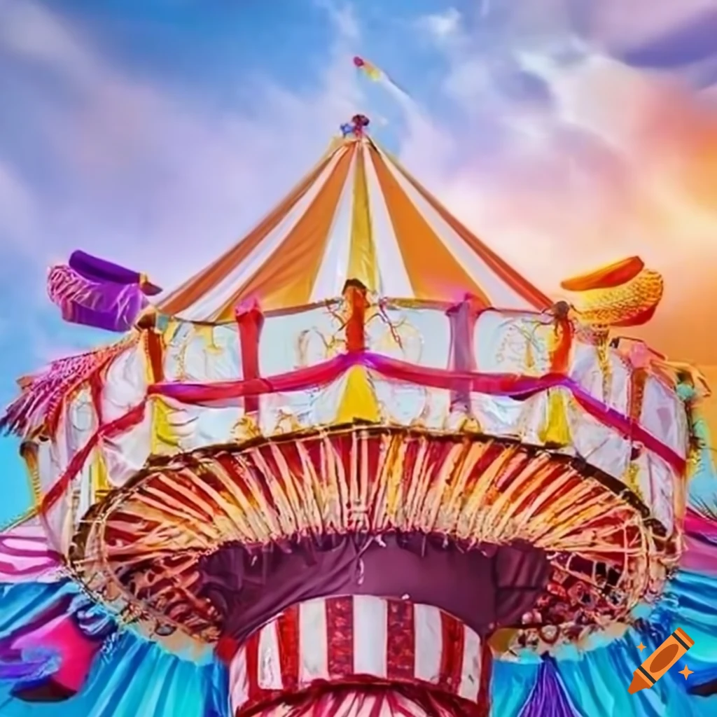 Man gazing at giant ferris wheel in the night at a carnival on Craiyon