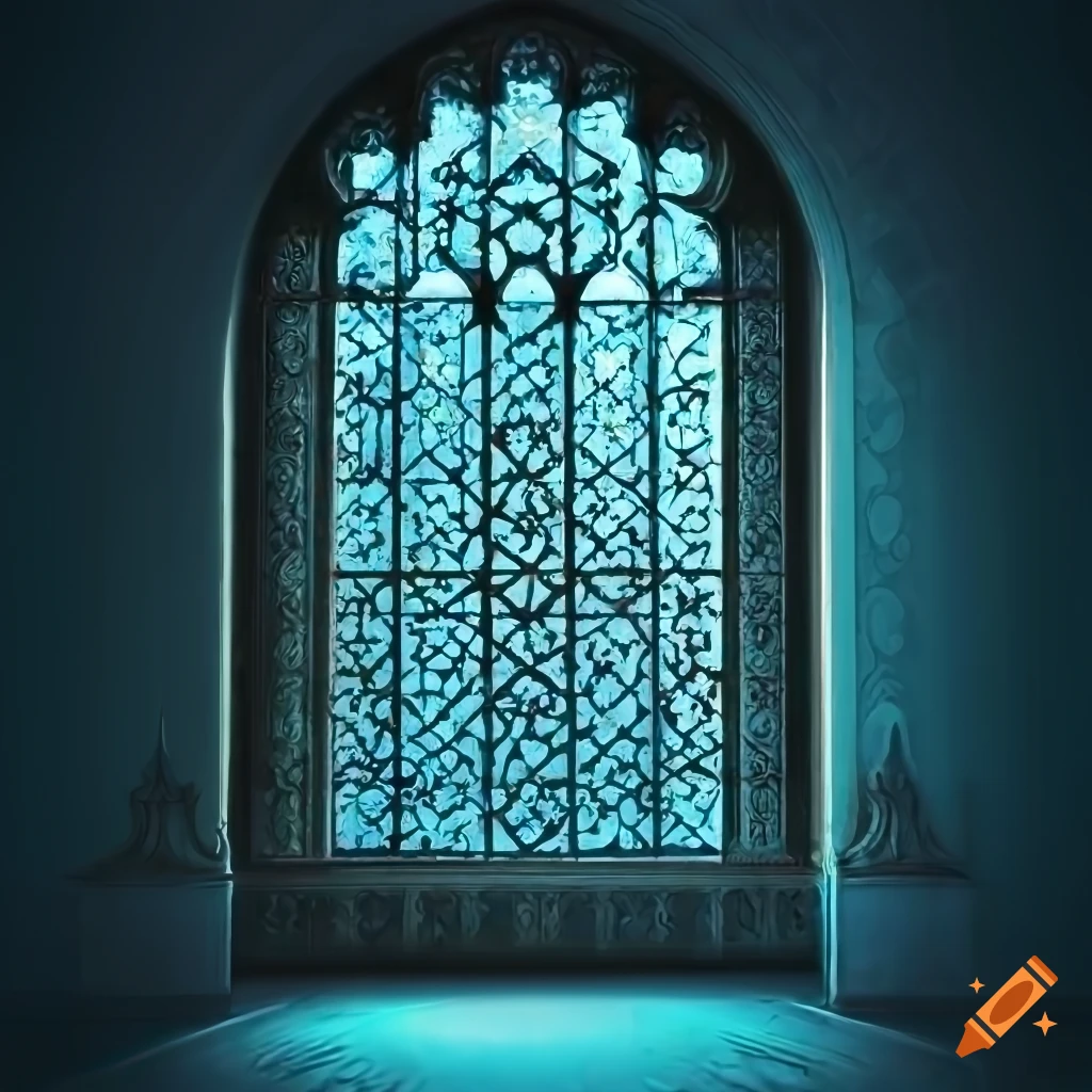 Bluebaroque gothic window with elaborate ornaments