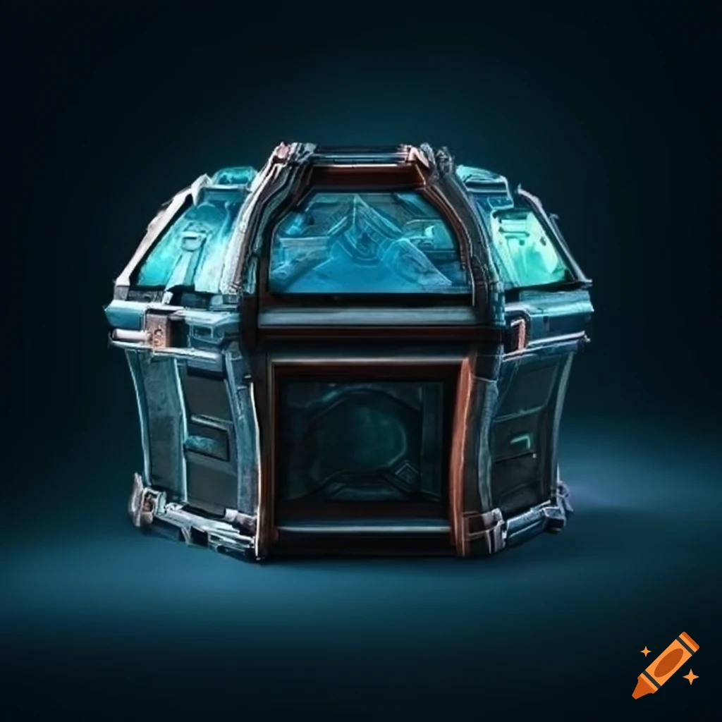 Futuristic sci-fi treasure chest on Craiyon