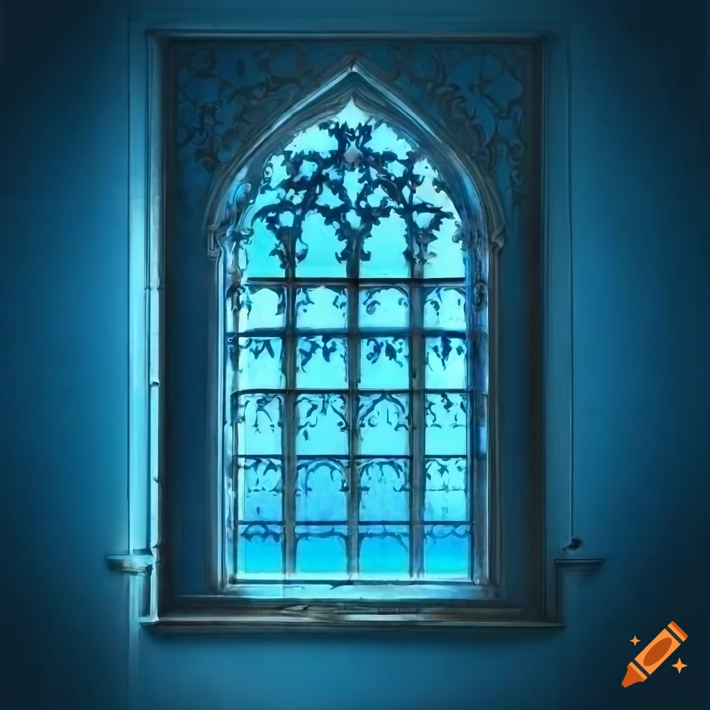 Bluebaroque gothic window with islamic art ornaments on Craiyon