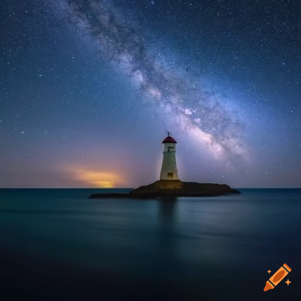 Milky way view with lighthouse on Craiyon