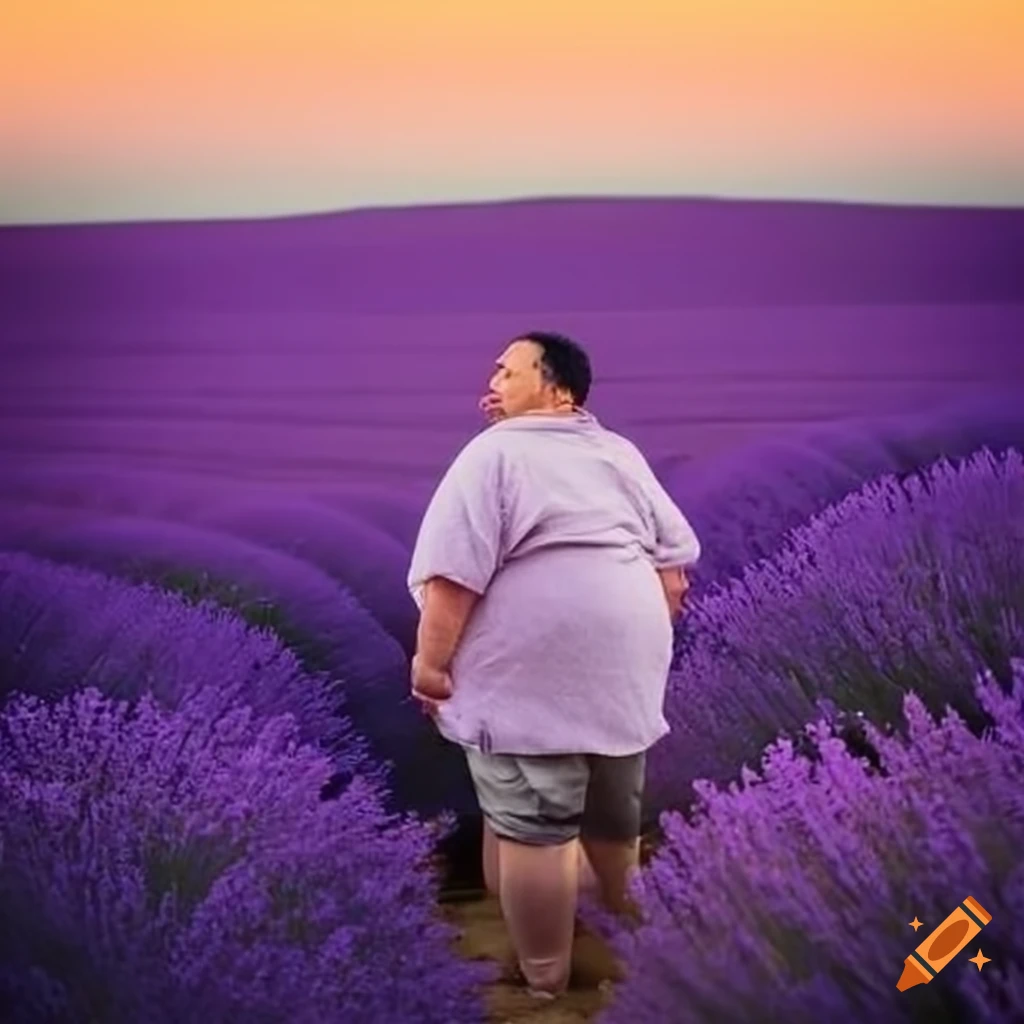 Man standing in a lavender field