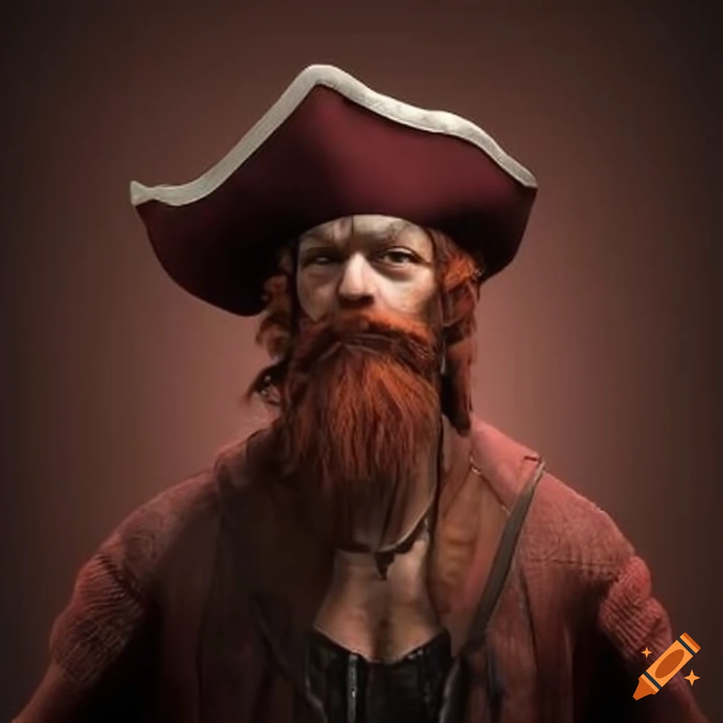 Image of a fierce red-haired pirate on Craiyon