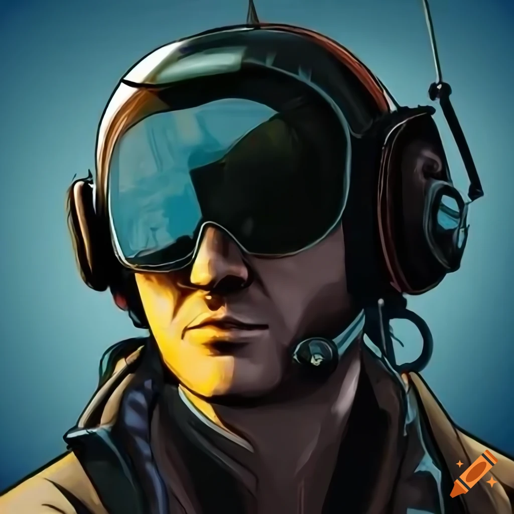 Portrait of a helicopter pilot in a gta-like game on Craiyon