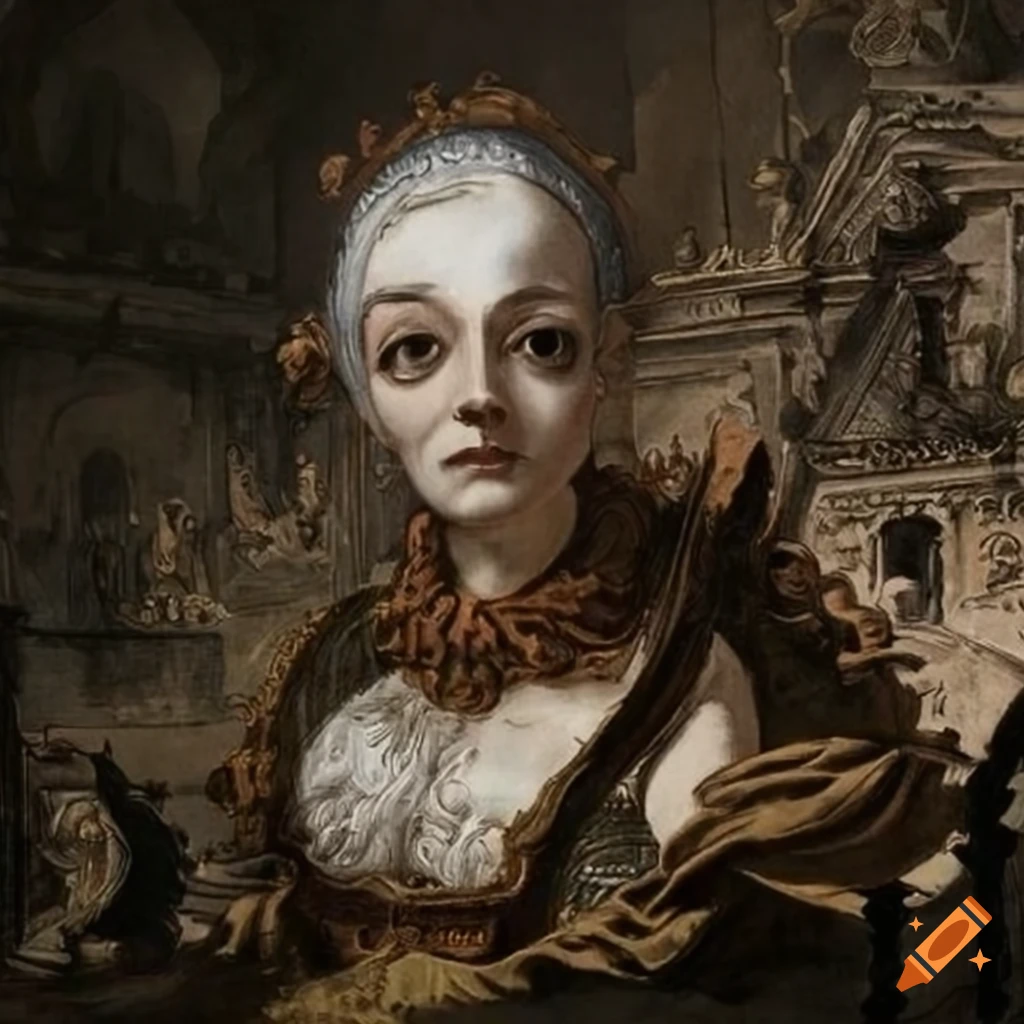 Painting of a rococo duelist by piranesi