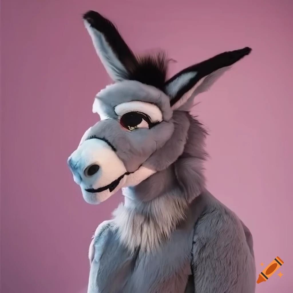 Grey donkey fursuit
