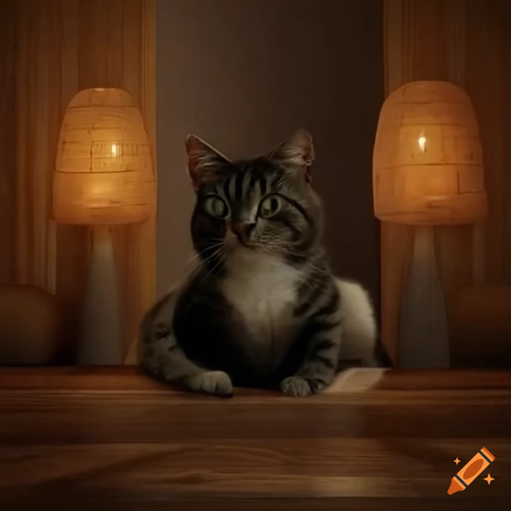 Cat relaxing during construction work