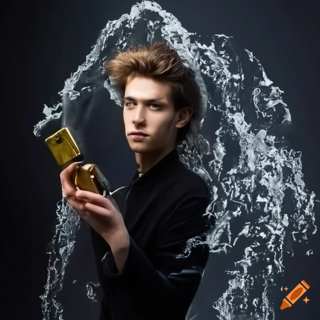 Captivating portrait of a young man with flowing golden hair on Craiyon