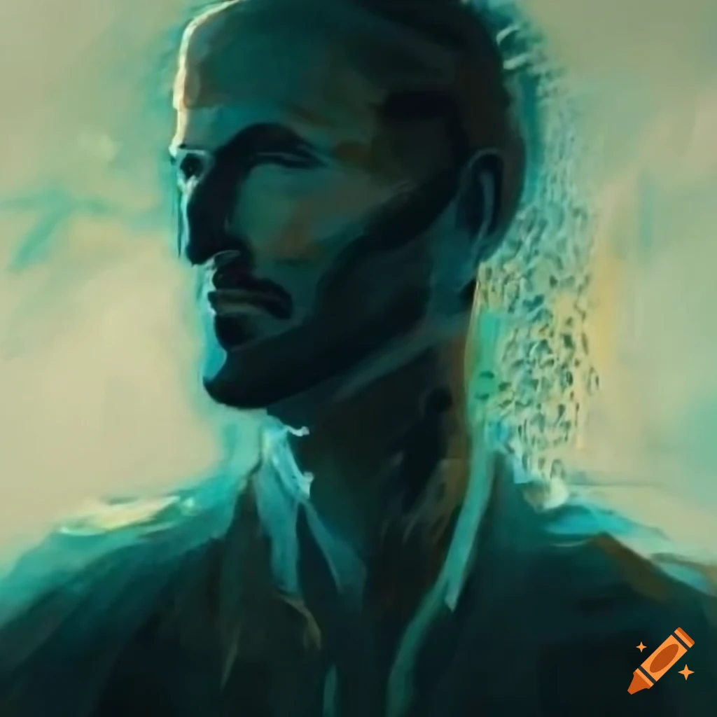 Abstract art of a thoughtful man on Craiyon