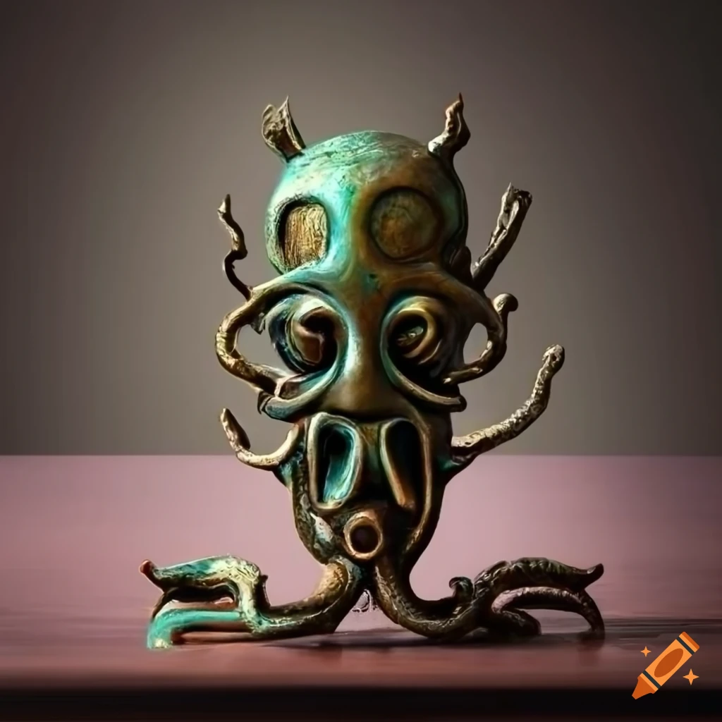 Mysterious lovecraft-style artwork on an ancient table on Craiyon