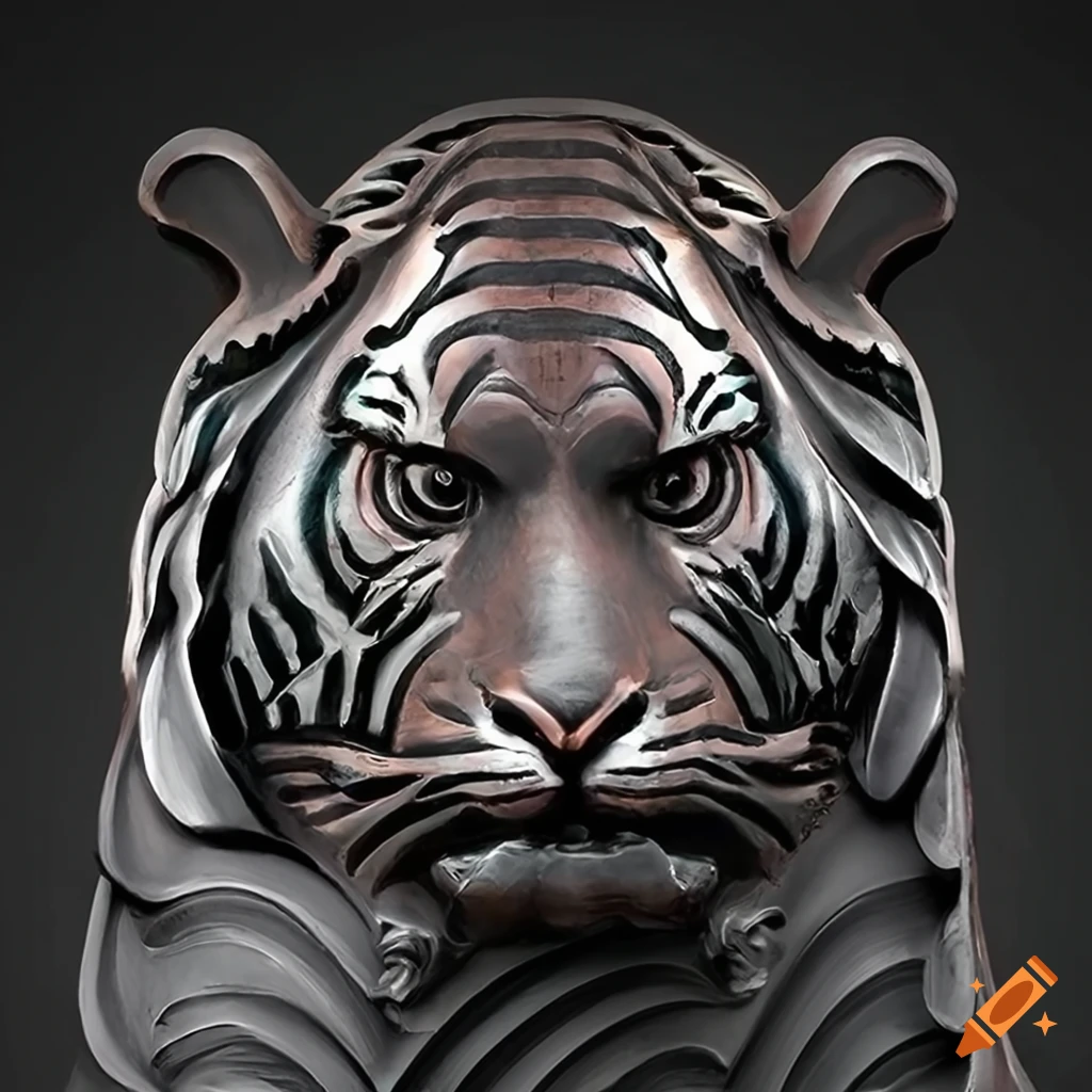 Detailed tiger carving in architectural style on Craiyon