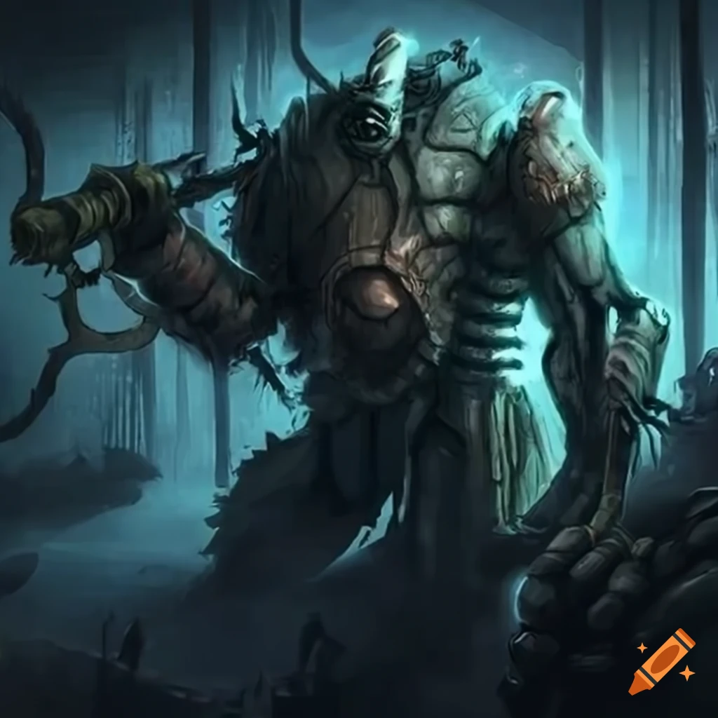 Twisted war machine in a nightmarish painting