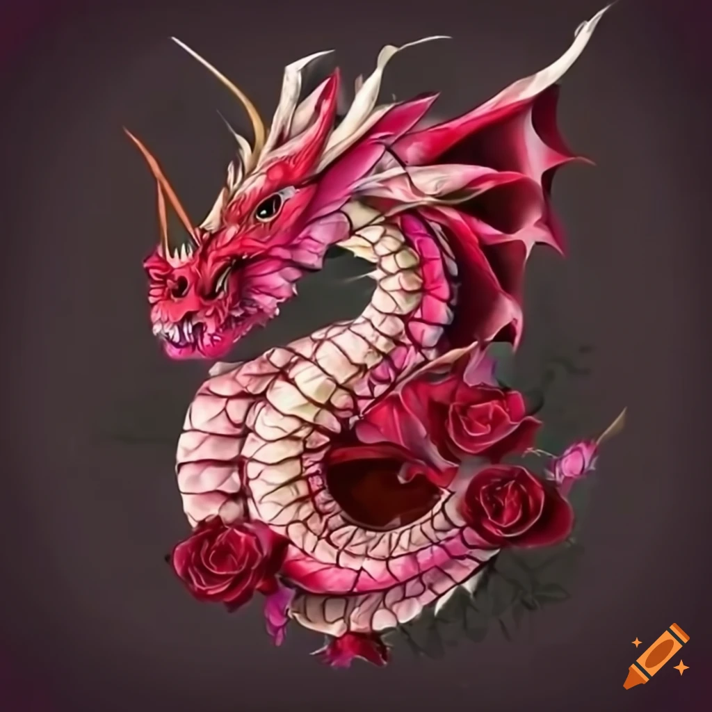 Rose flower dragon on Craiyon