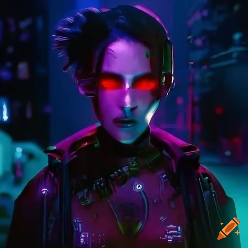 Cyberpunk-inspired song cover with neon cityscape on Craiyon