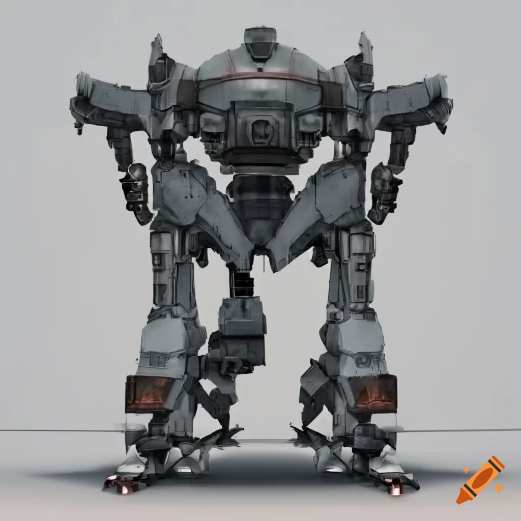 Photo realistic image of a powerful armored core robot locomotive