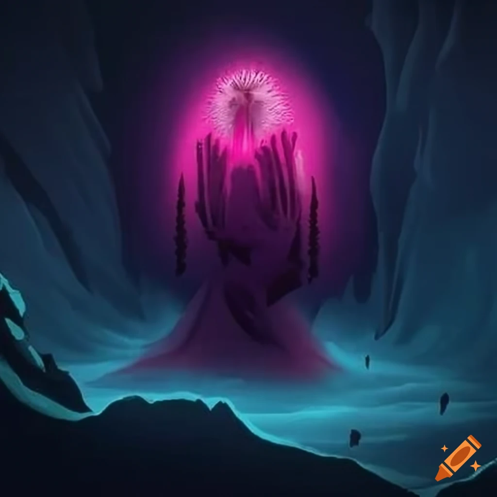 Image of a spooky monster in the mountains on Craiyon