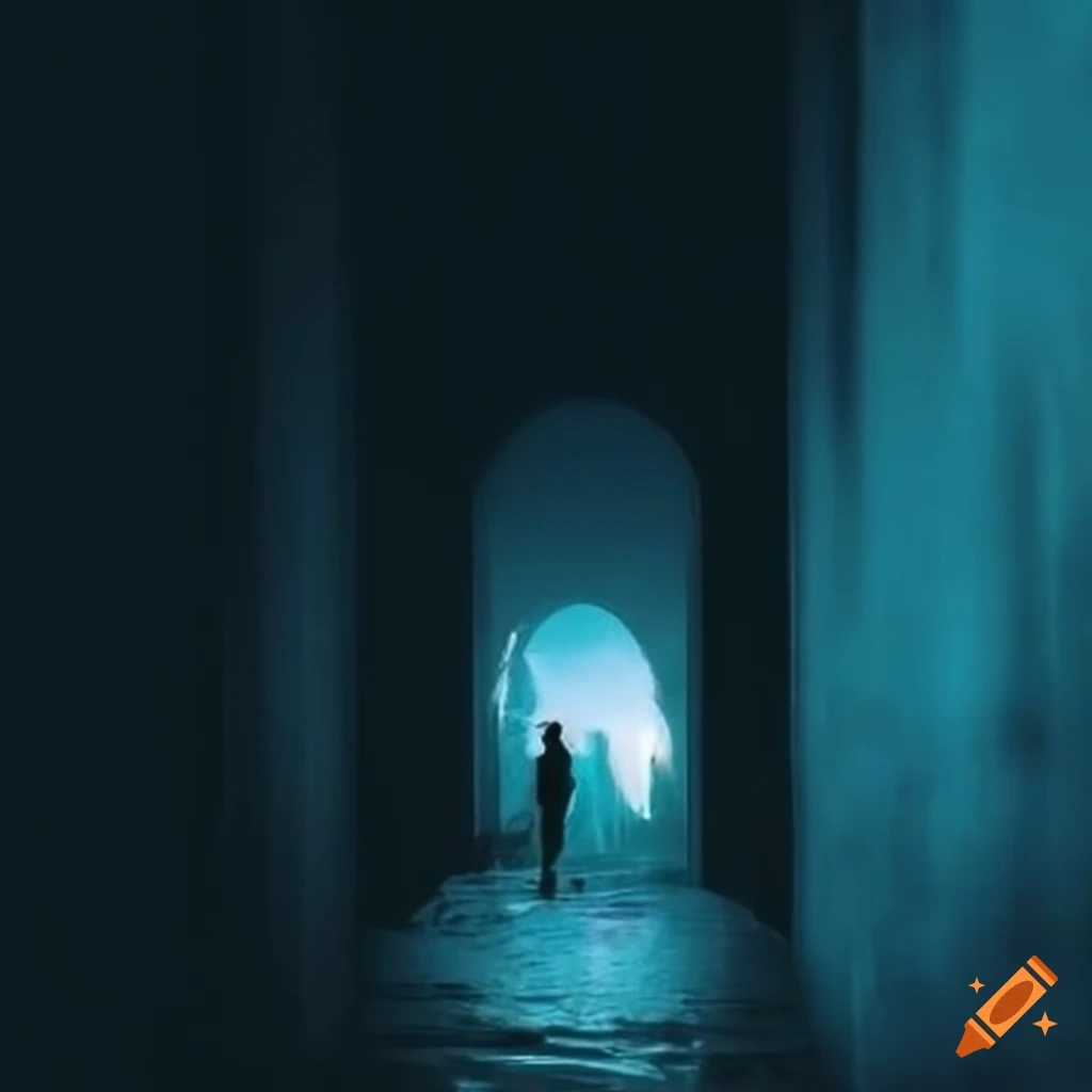 Psychedelic abstract silhouettes with eyeless people and city buildings ...