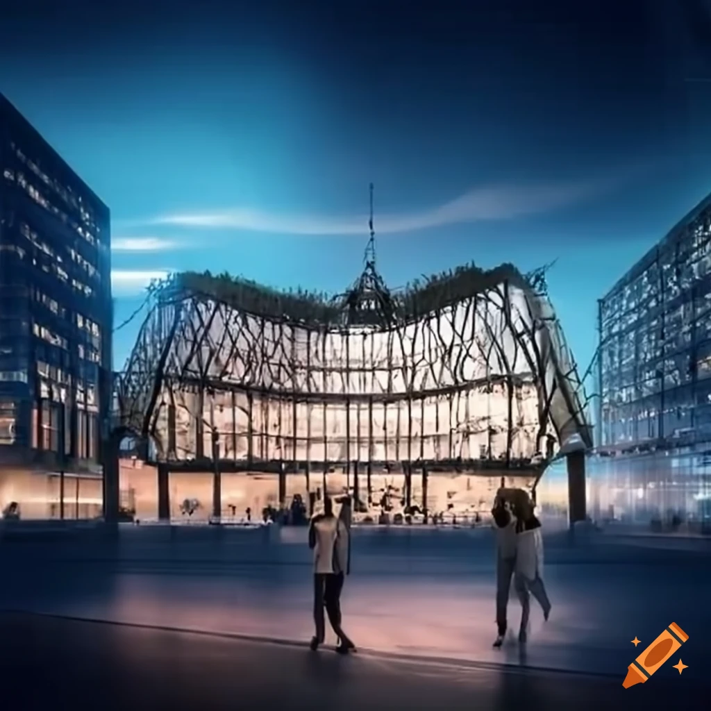 Bionics-inspired shopping center building on Craiyon